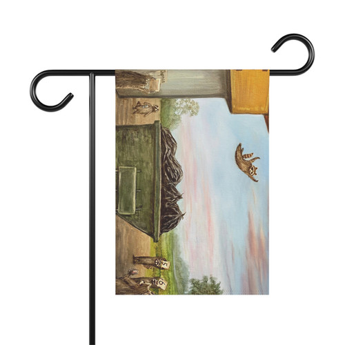 Raccoon Dumpster diving off a waffle house. Garden & House Banner ...