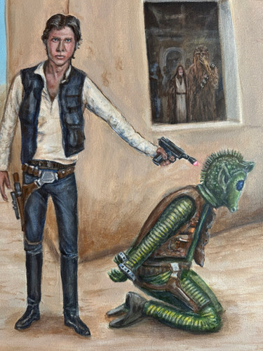 Han Solo executes Greedo on the streets behind Mos Eisley cantina ...