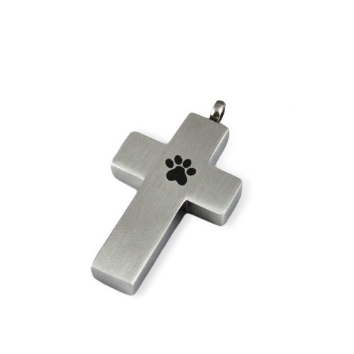 Paw Print Cross with Chain | Sacredpetfunerals