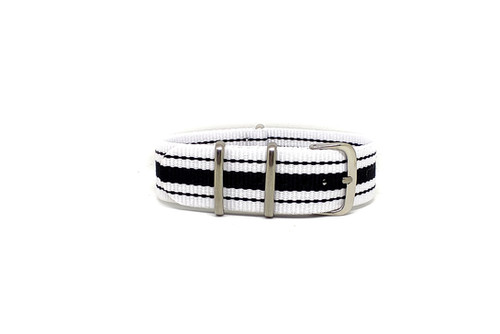 Nylon Strap White - Black | MOOI Straps