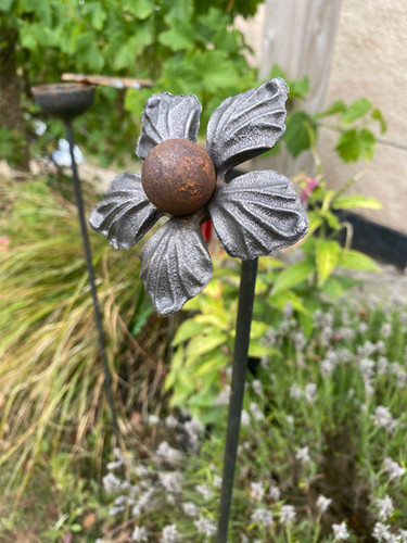Handcrafted Metal Flower Plant Support - Rustic Garden Decor | Shrubbs ...