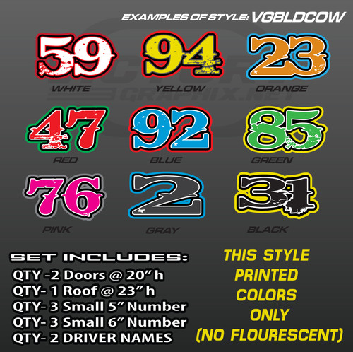 RACING NUMBER SET STYLE VGBLDCOW | victorygraphix