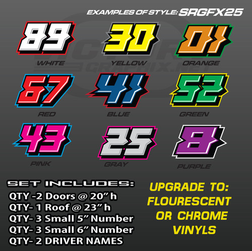 RACING NUMBER SET STYLE SRGFX25 | victorygraphix