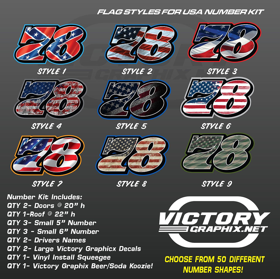 USA RACING NUMBER SET- 50 STYLES, 9 FLAG OPTIONS | victorygraphix