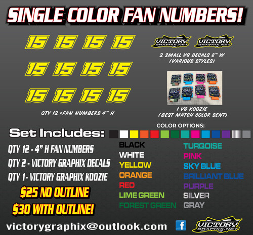 FAN NUMBERS- SINGLE COLOR | victorygraphix