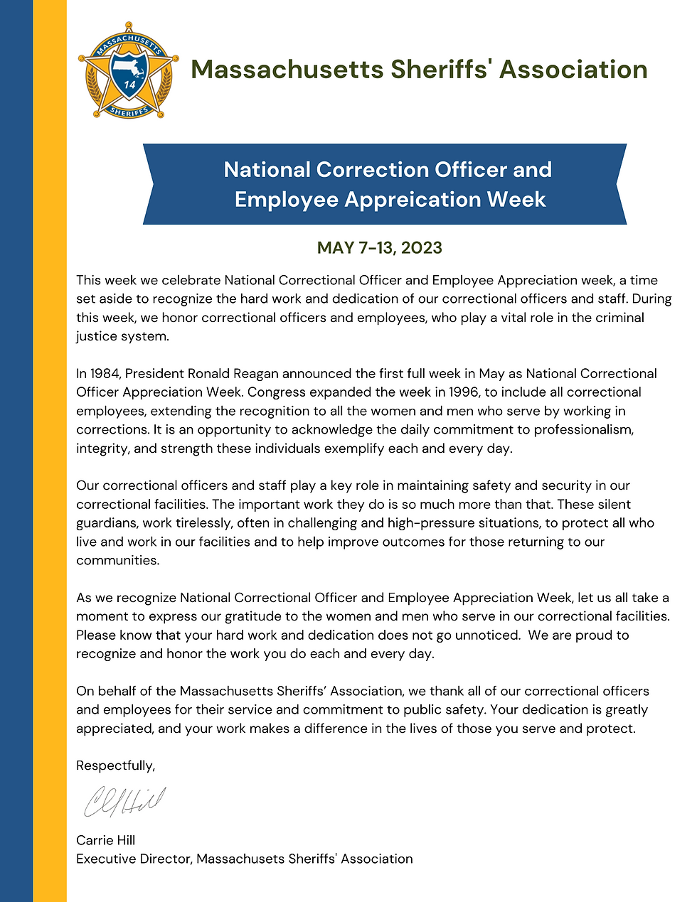Celebrating National Correctional Officer and Employee Appreciation Week