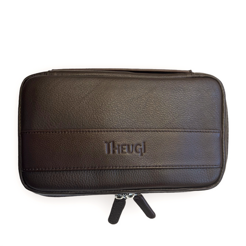 Chocolate and Baby Blue Leather Cigar Case | Theugi New York