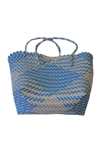Weaved Basket Blue/White/Grey | The Island Store