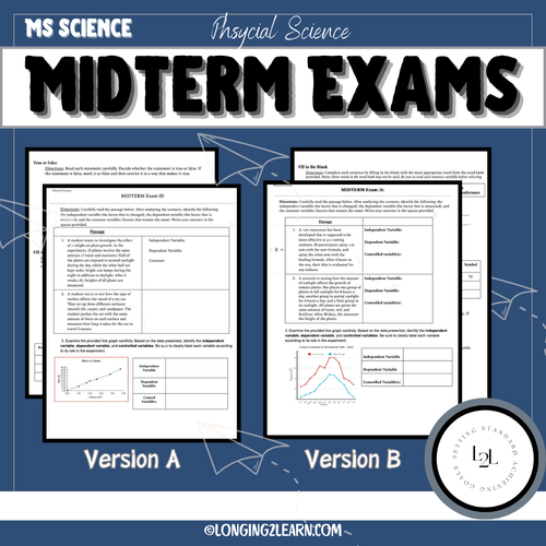 Middle School Physical Science Midterm Exams – Matter and Its ...