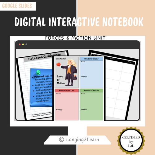 Middle School Science Digital Interactive Notebook: Forces and Motion ...