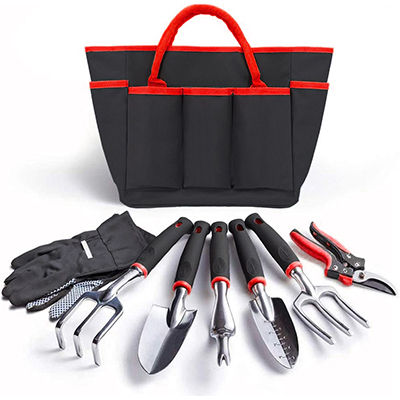 8pc Garden Hand Tool Kit Set with Gloves