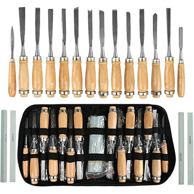 14pc Wood Carving & Crafting Set for Craftwork & Hobbyists with Chisels ...
