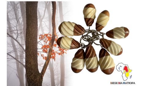 Porte-clés africain en bois et corne de vache | Biese bia Katiopa