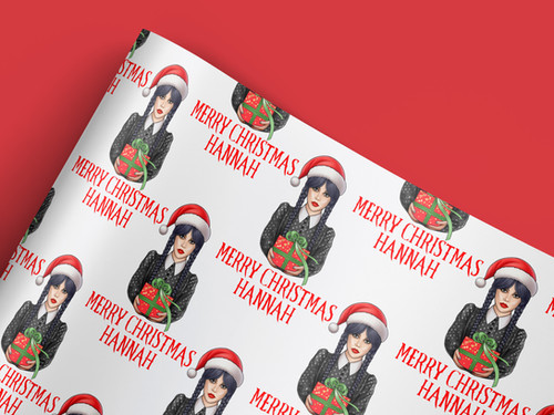 Wednesday Addams Christmas Personalised Wrapping Paper | Paperystuff