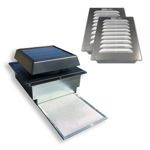 Big Air 400 CFM Solar Powered Roof Vent with 2 Big Air 45 Intake Vents ...