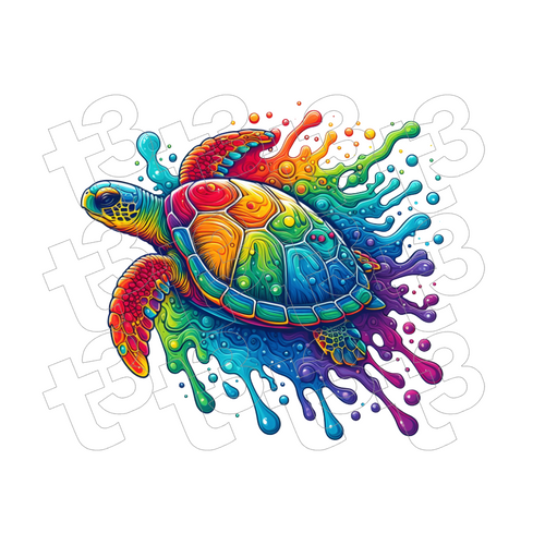 Rainbow Paint Drip Sea Turtle 2 - NEMESIS Designs - UV DTF Decal ...