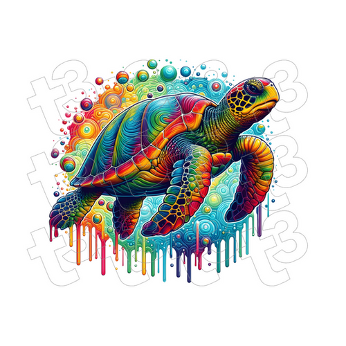 Rainbow Paint Drip Sea Turtle 1 - NEMESIS Designs - UV DTF Decal ...