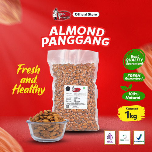 John Farmer - Almond Natural Roasted (Almond Panggang) 1 Kg | Jfnuts.com