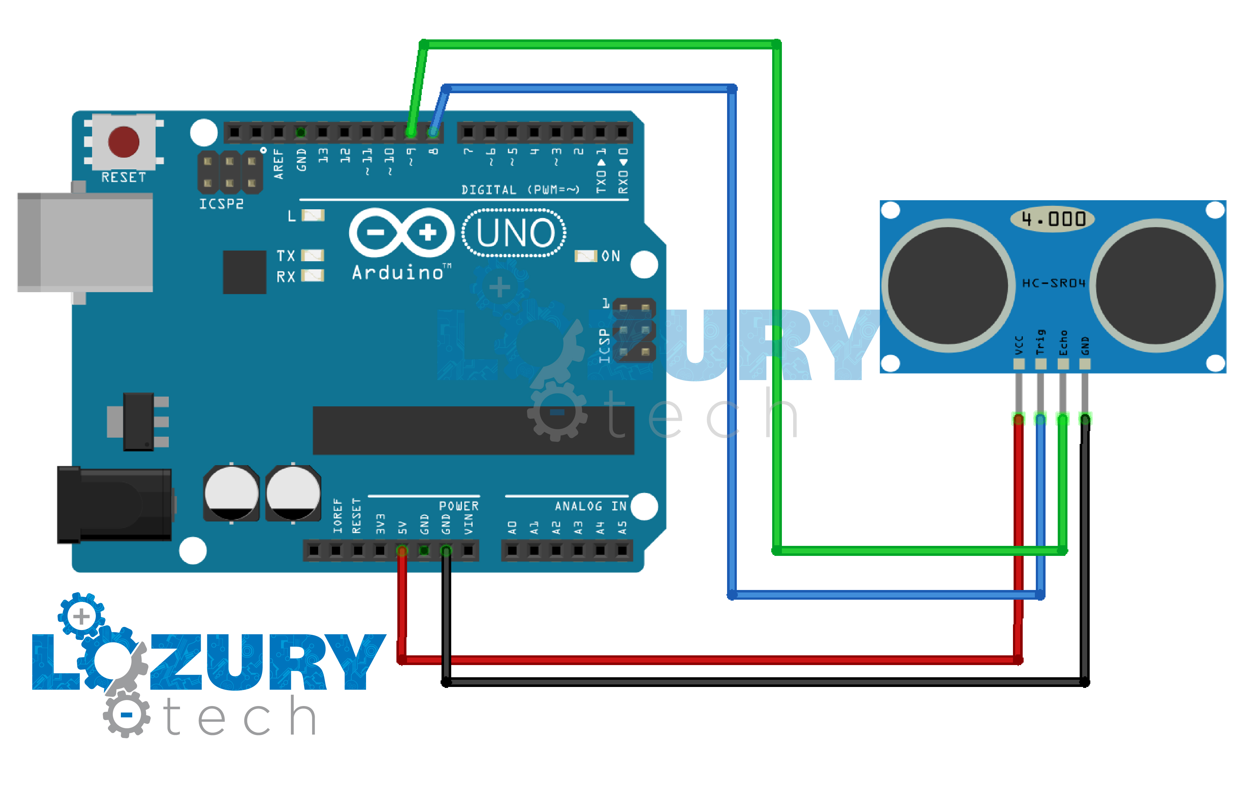 Sensor Ultrasónico HC-SR04 Arduino | Lozury Tech | Arduino Panamá ...