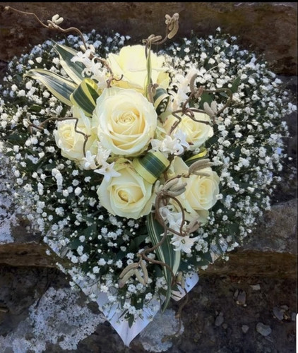 Gyp with Rose Spray Heart tribute | Donnas Designs Florist