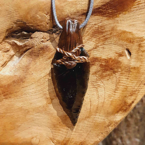 Obsidian dragon glass Arrowhead pendant | Fantasy Shop Chimera