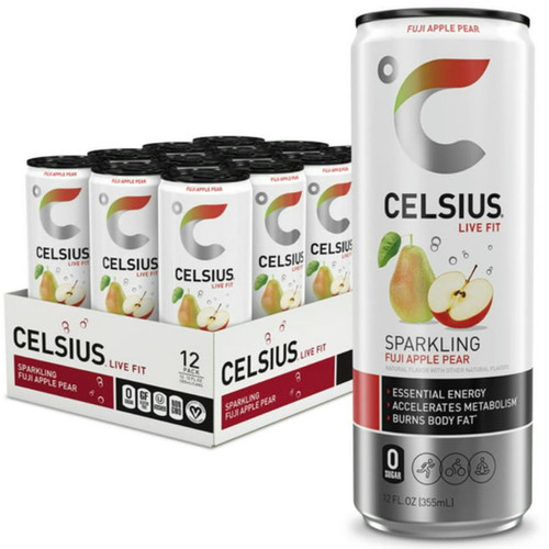 CELSIUS Sparkling Fuji Apple Pear, Energy Drink, 12 fl.oz 12 Count ...