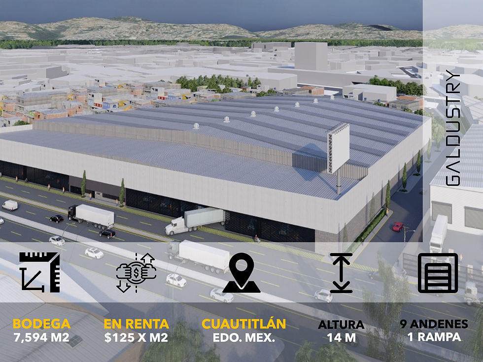 XHALA PARK CUAUTITLÁN, Bodega en Renta de 7,594 m2 desde $125 x m2, 9 ...