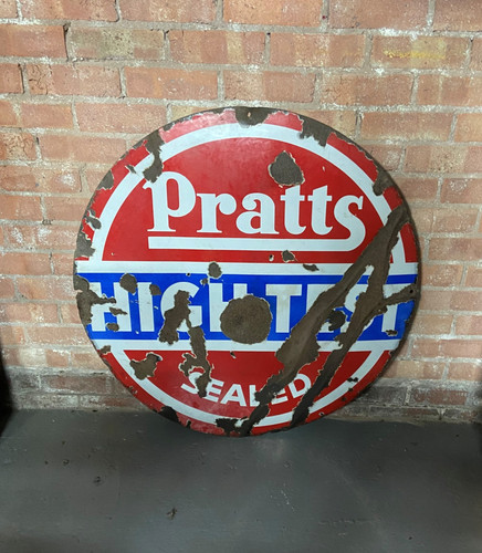 Original Pratts High Test Motor Oil Enamel Advertising Sign | Blakeley ...