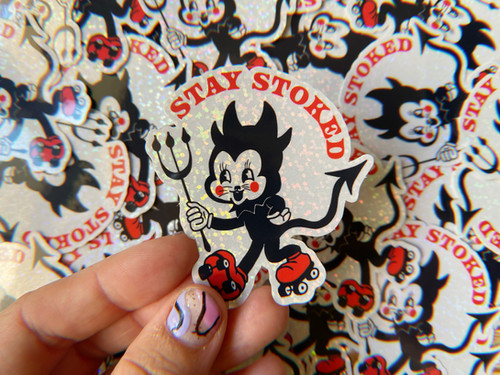 Stay Stoked Vinyl Glitter Sticker | Create and Skate