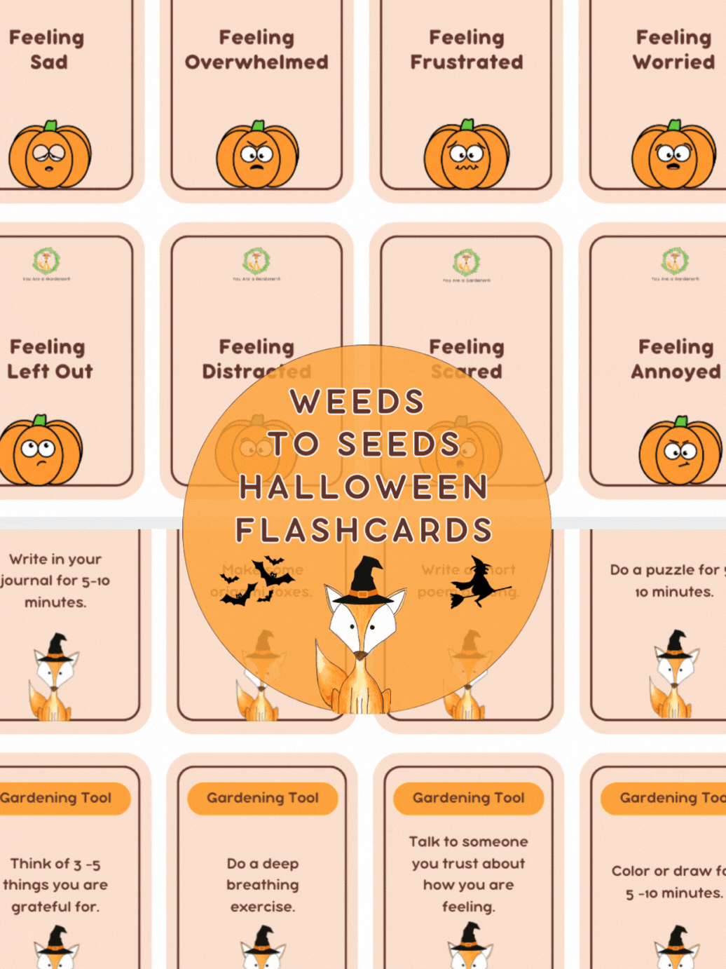 Weeds to Seeds Halloween Feelings Flashcards