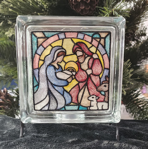 Christmas Nativity Glass Block | Stitches of Sunshine