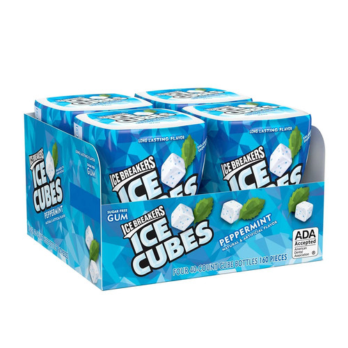 Icebreakers Ice Cubes, Peppermint Sugar-Free Chewing Gum (40 per pk., 4 ...