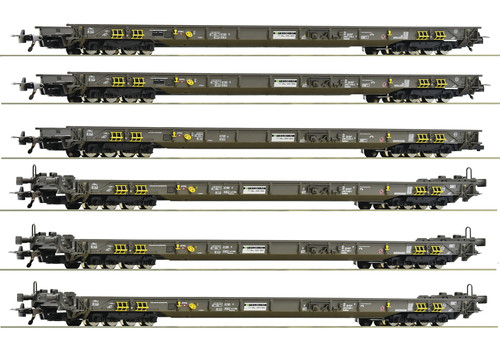 Roco 76340/1/2, Set 6 carros Rollende Landstraße compañía Ralpin, época ...