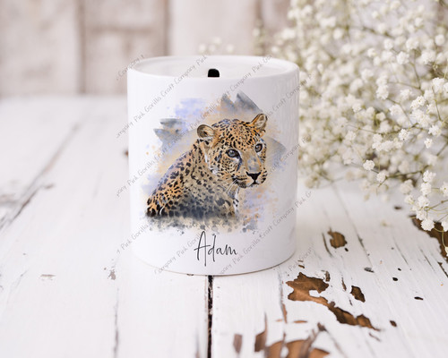 Money Box, Personalised money box, Coin bank, Leopard money box, Piggy ...
