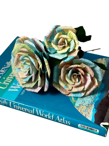 Atlas Map Paper Flowers - 3 Size Options | literaryblooms
