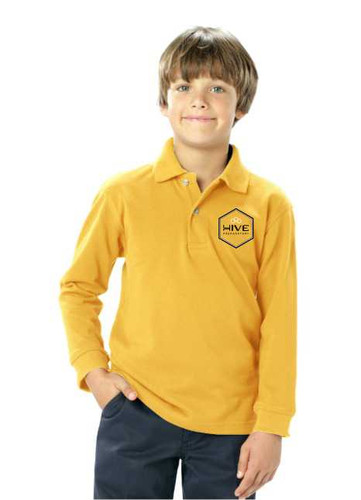 #2 1-Pack Hive Prep Long Sleeve Pique Polo Size 3T-4T, 4-18 & Adult S ...