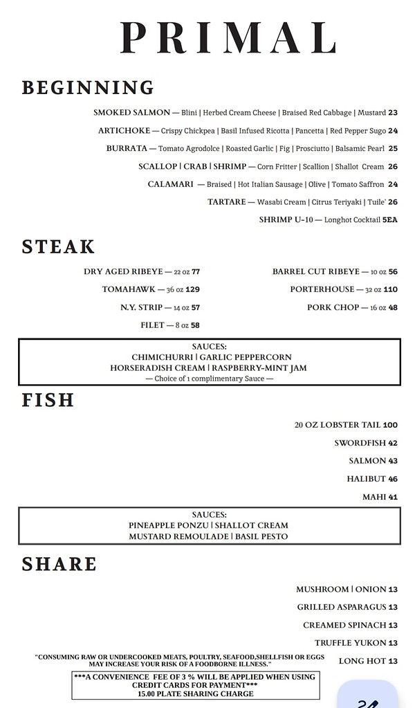 Menu | PrimalCapeMay