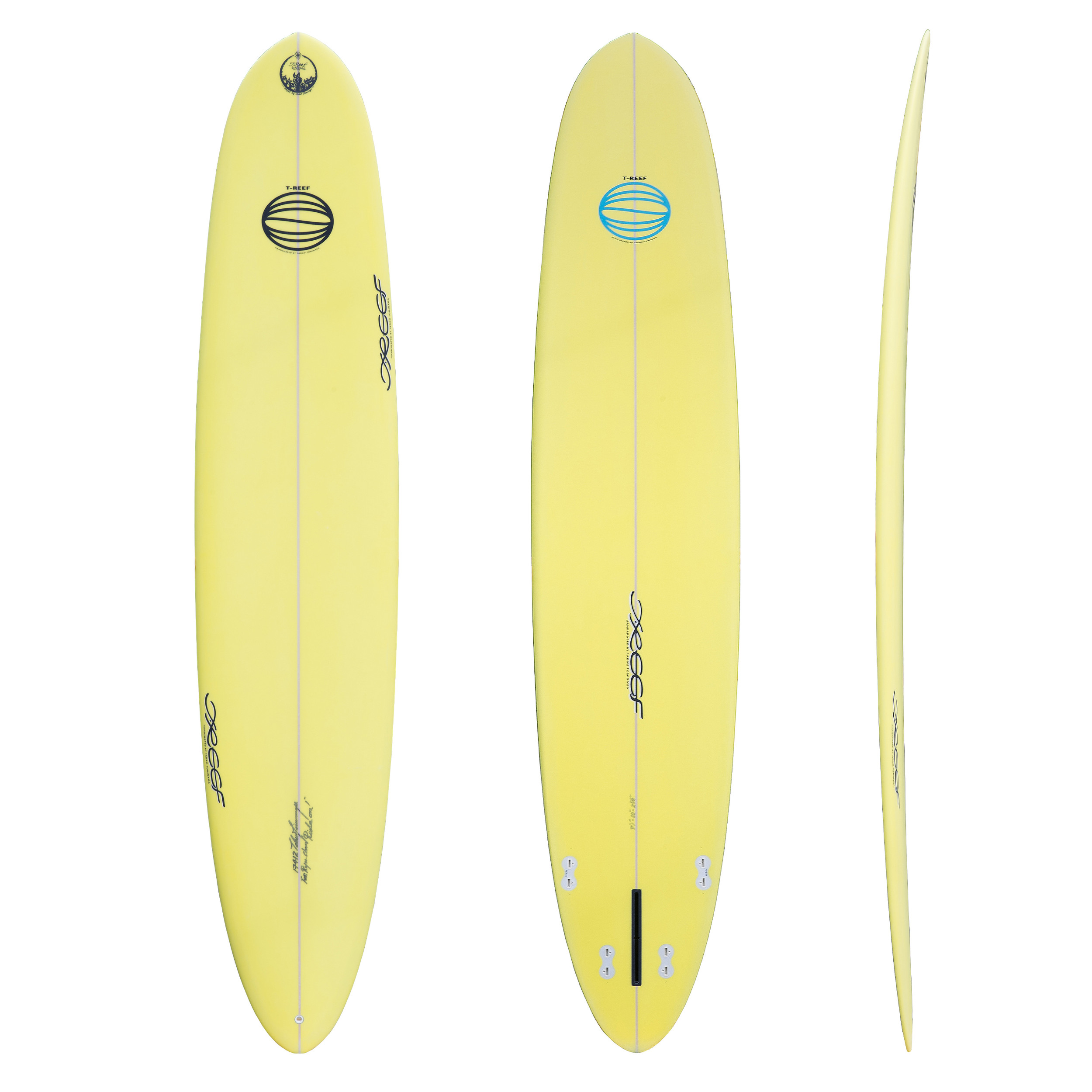 Longboard - 9'1" - Box Fin plus 4 Plugs Multi Fin System