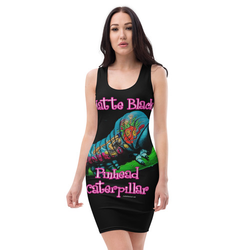 Pinhead Caterpillar black Bodycon dress | Matte Black Art