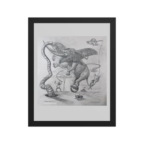 Elephant Whip Trick Framed poster | Matte Black Art