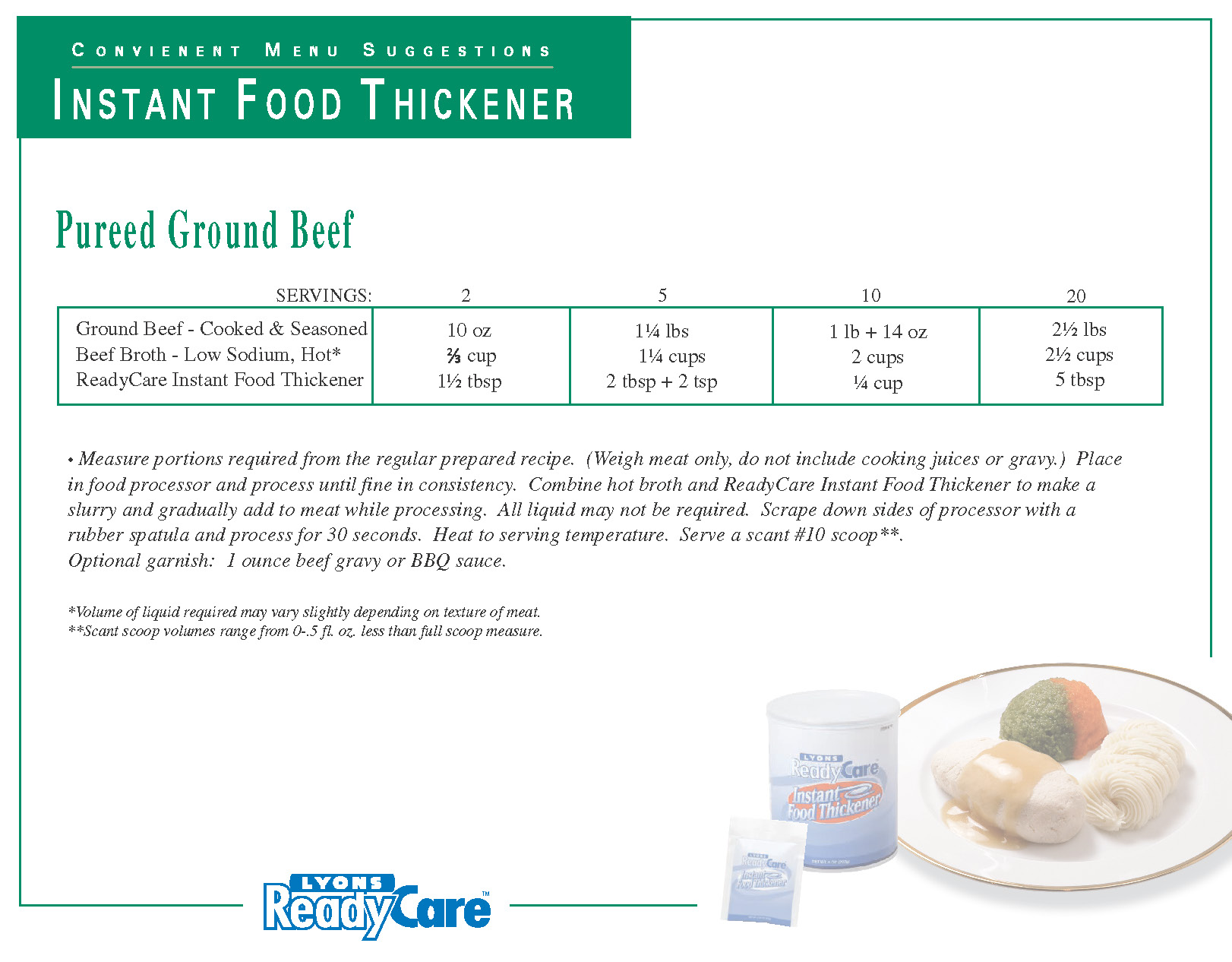 Lyons ReadyCare Recipes