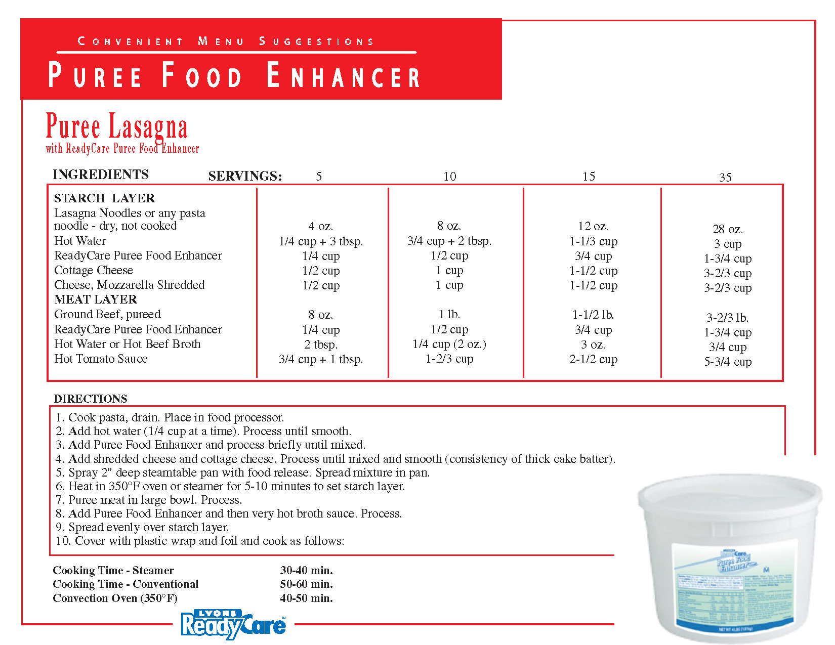 Lyons ReadyCare Recipes