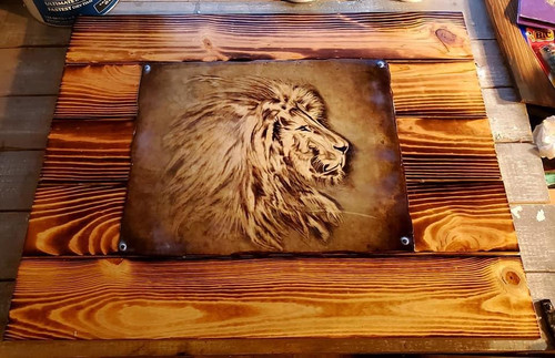 18" x 22" x 1 1/4"B&L lion head | Kalen Dion Poetry