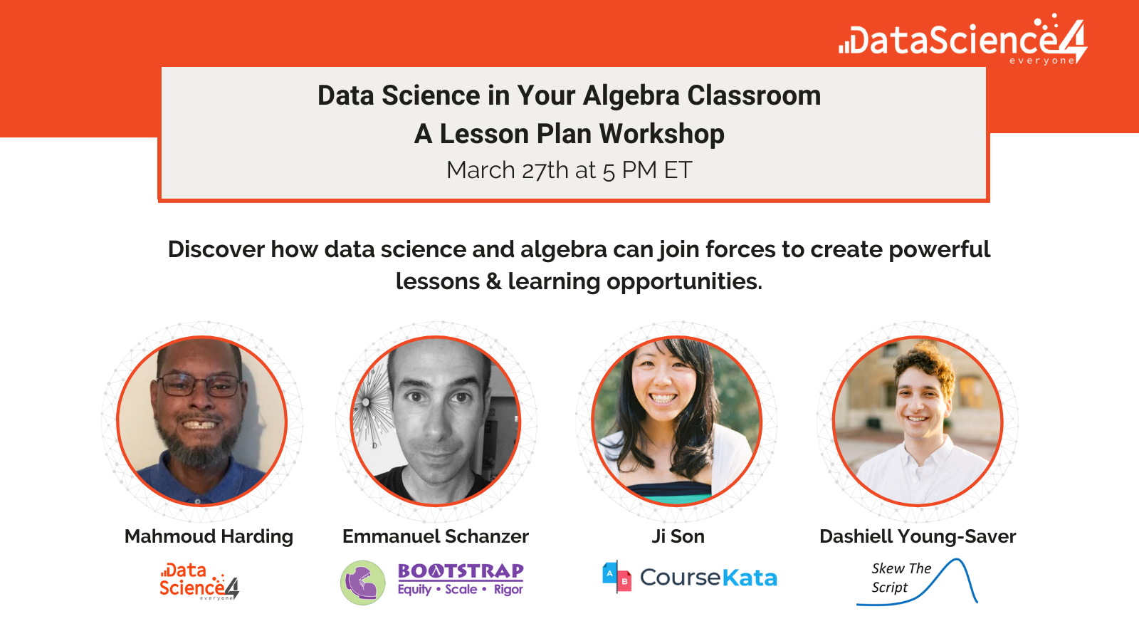Data Science in Your Algebra Classroom: A Lesson Plan Workshop