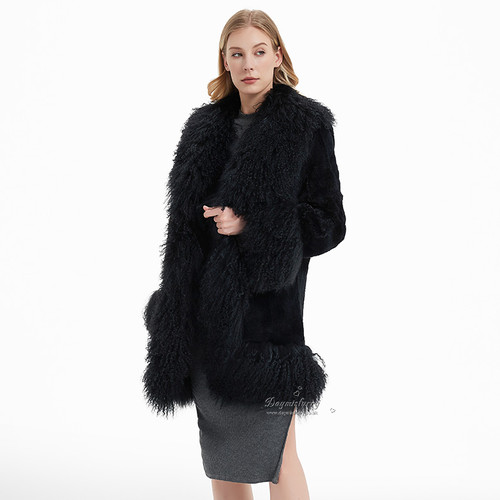 Rabbit Fur Jacket with Mongolian Sheepskin Trim | daymisfurry