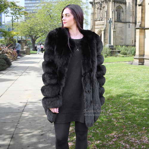 Luxury Fox Fur Coat in Black | daymisfurry