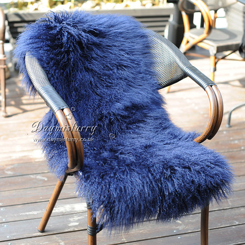 Mongolian Lamb Fur Rug in Navy | daymisfurry
