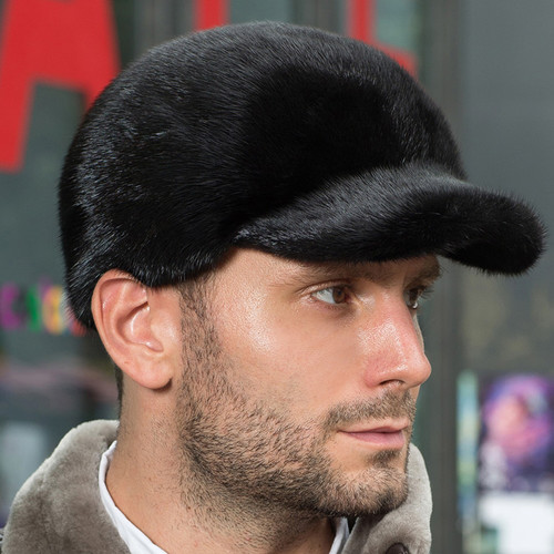 DMC146A Black Mink Fur Riding Hat | daymisfurry