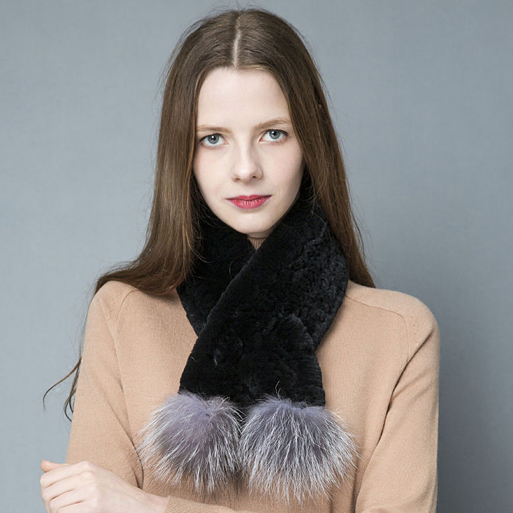 Rex Rabbit Fur Knit Scarf | daymisfurry