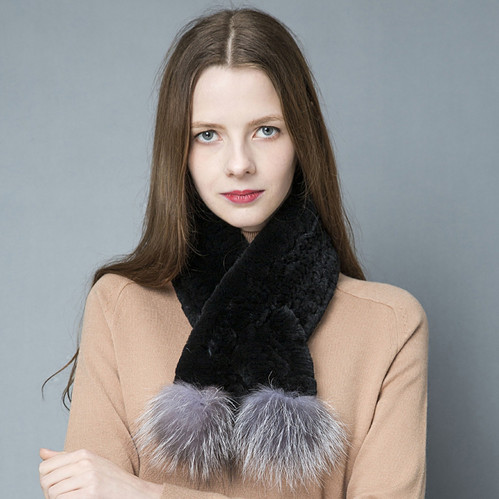 Rex Rabbit Fur Knit Scarf | daymisfurry